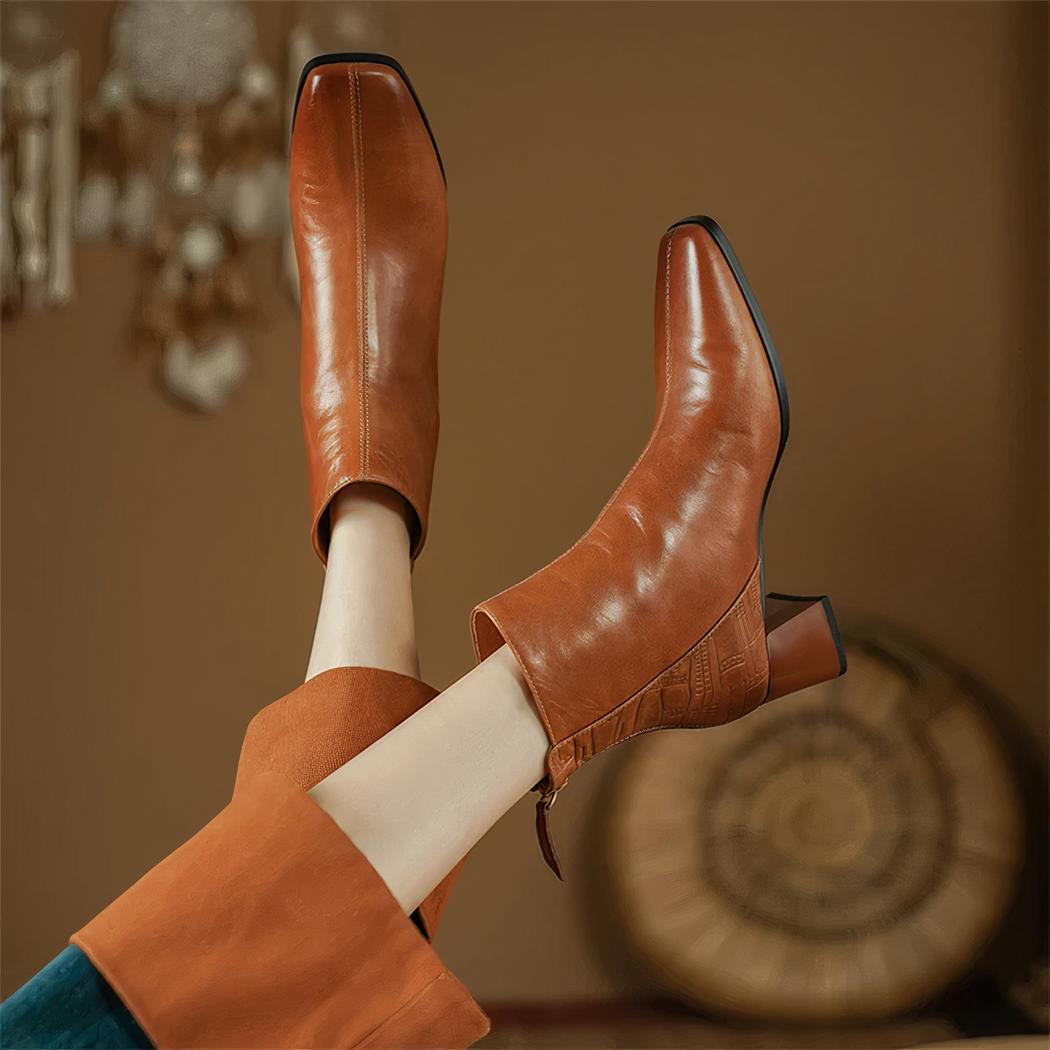 Bottine Camel Femme Cuir