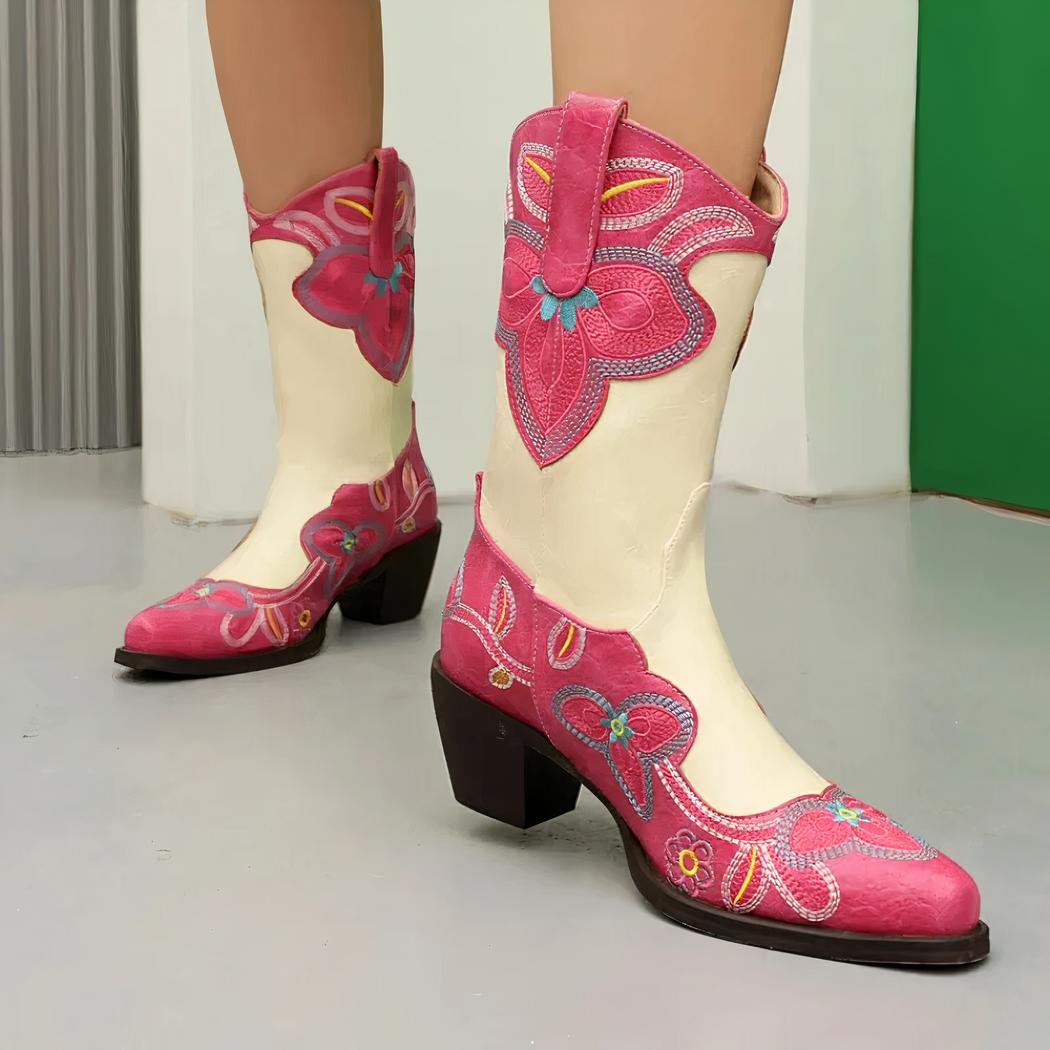 Santiag mi haute femme originale motif floral • Ma Santiag